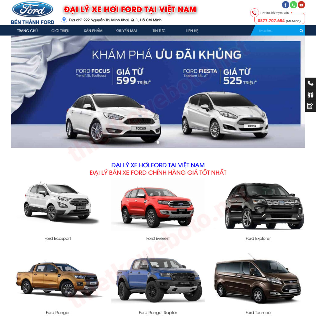 Thiết kế website bán xe ô tô Ford chuẩn SEO